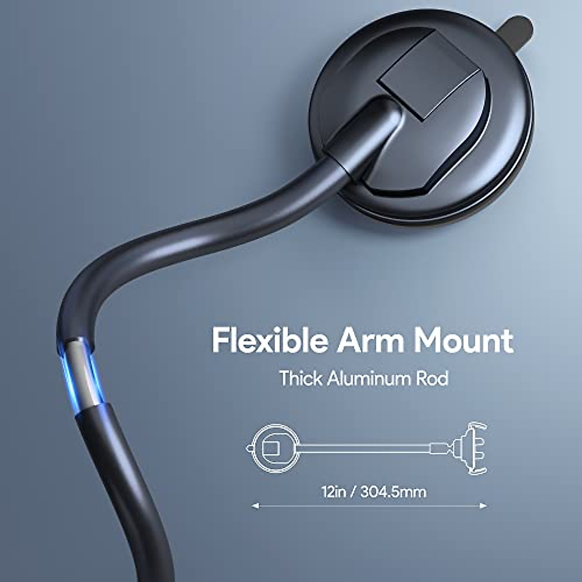 TICILFO Car Phone Holder Mount [Flexible Gooseneck Long Arm] Phone Mount for Car Holder Dashboard Windshield [Washable Strong Suction Cup] Cell Phone Holder Car Mount (Black) (Black)