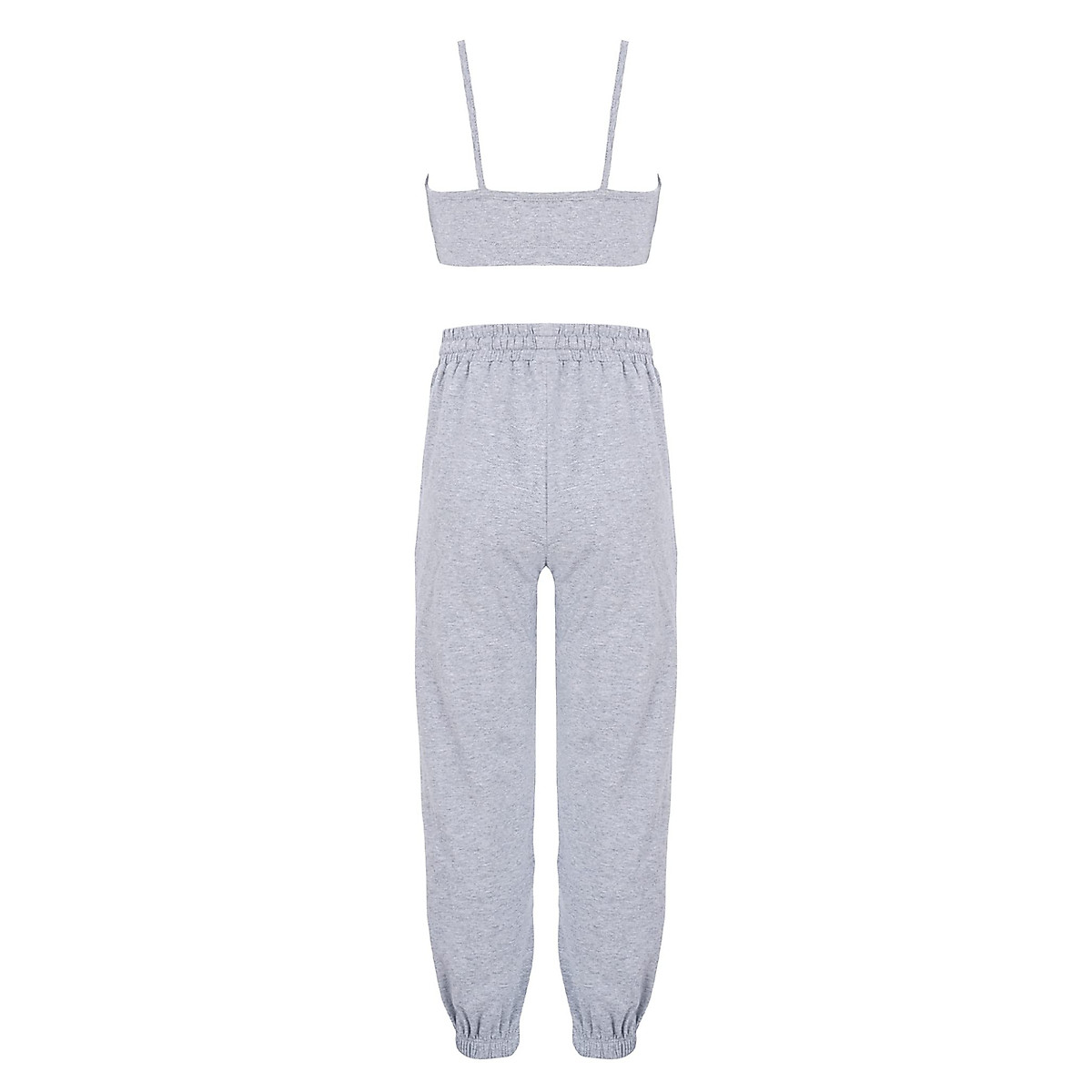 Moggemol Girls 2 Piece Dance Sports Outfits Butterfly Print Cami Crop Tops and Sweatpants Tracksuit Jogger Set Grey 10 Years