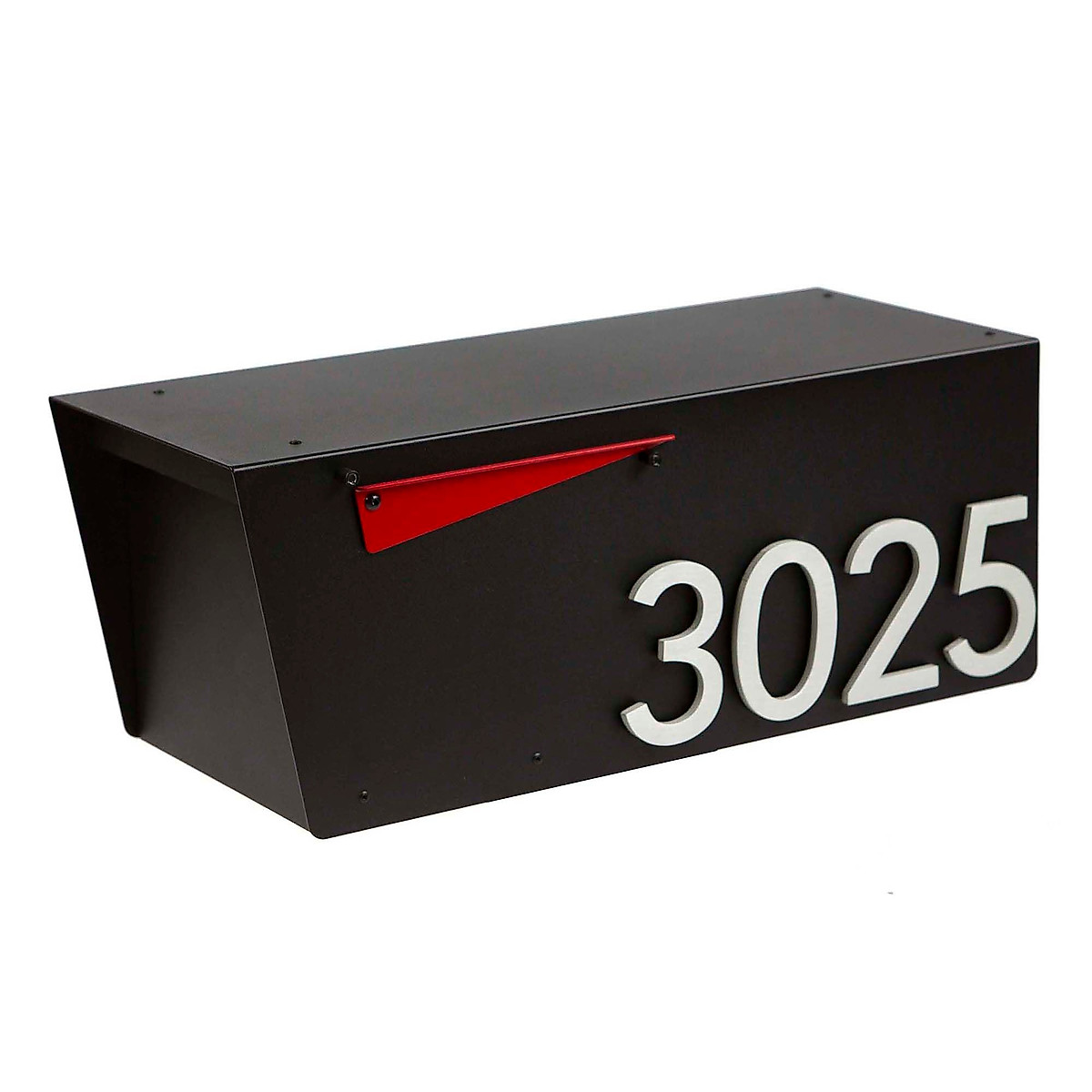 Rusty Design Modern Post-Mounted Mailbox with Personalized Address Numbers, Small Size #HC100 (with Four Address Numbers)