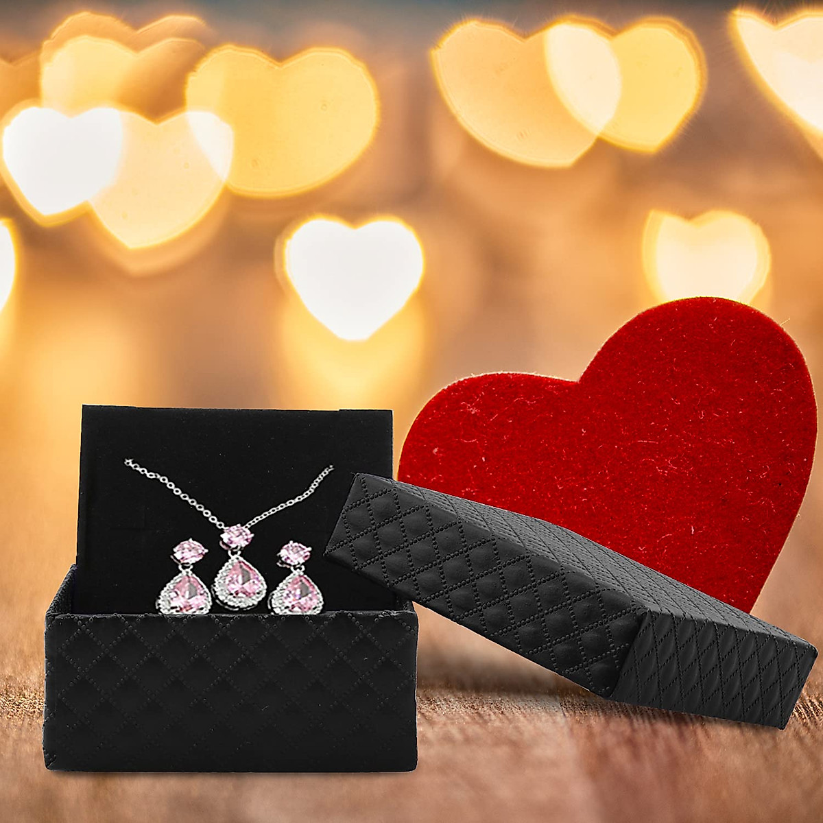 Necklace Earring Ring Box Gift Box,15 Pieces Square Cardboard Jewelry Gift Boxes,Cotton Filled Cardboard Paper Jewelry Box Gift Case (2.95 x 2.95 x 1.38 Inches) (Pink)