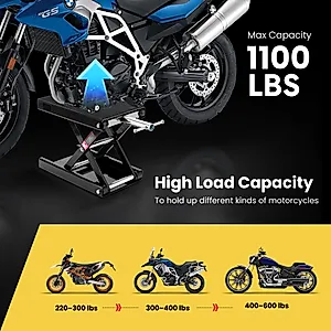 VIVOHOME Motorcycle Lift Scissor Jack Steel Wide Deck Hoist Crank Center Stand 1100 LBS Capacity for Motorcycles, ATVs, Dirt Bikes Black