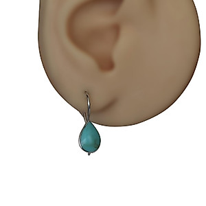 Handmade Turquoise Dangle Earrings, 925 Sterling Silver, Pear Shape 11x8mm Reconstructed Turquoise Gemstone Drop Earrings for Women, Tarnish & Water Resistant, By MiYa Jewelry Creations
