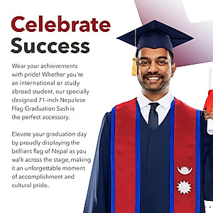 Vision Wear - Nepal Flag Graduation Sash/Stole - Majestic Cultural Emblem - Celebrate Your Heritage - Nepali Pride & Honor Sash