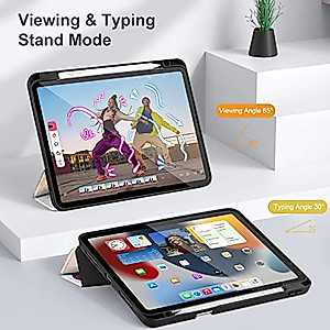 Lepeoac Designed for iPad Pro 11 inch Case M2 4th Generation (2022) / 3rd Gen (2021) / 2nd Gen (2020) / 1st Gen (2018) with Pencil Holder, Trifold Stand TPU Back Shell Smart Case, Floral