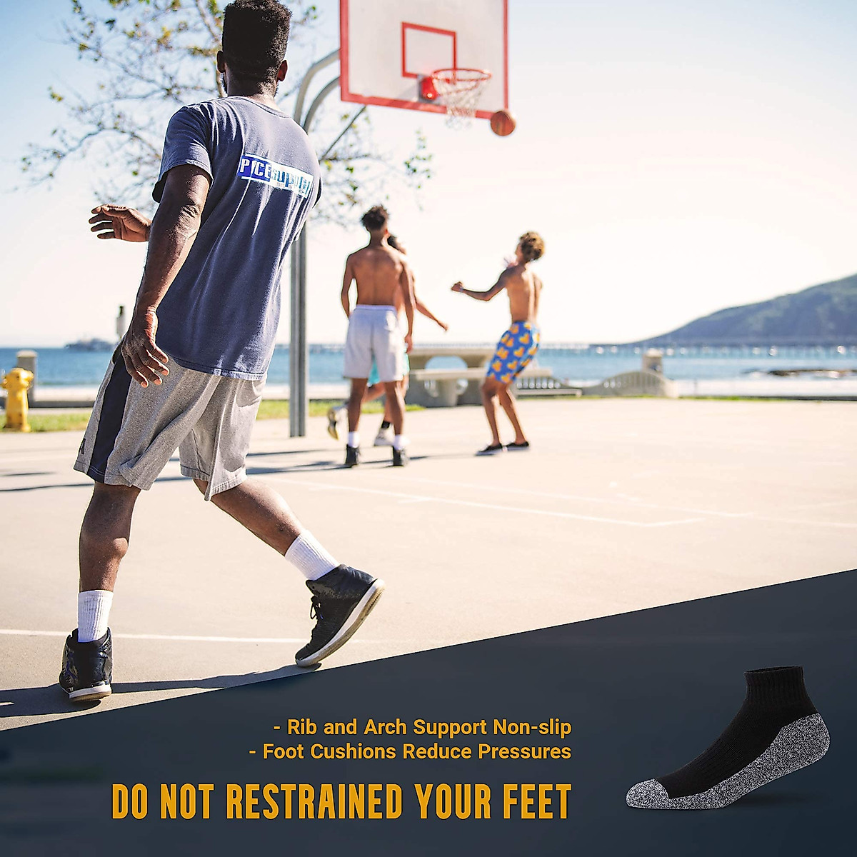 6 Pairs Cotton Extra Heavy Athletic Socks Wicking Work Cushion Ankle Sport Running Short Socks for Men & Women (Black Ankle 6 Pairs, Middle)