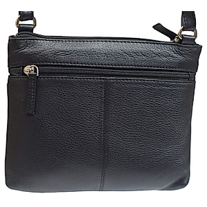 Swiss Marshall Womens Premium Leather Luxury Crossbody Shoulder Handbag Purse for Ladies (Black)