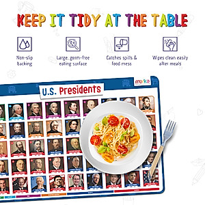 merka Placemats for Kids Plastic Placemats for Kids Presidents for Kids Educational Placemats for Kids Learning Placemats US Presidents Non-Slip Silicone Mats for Dining Table