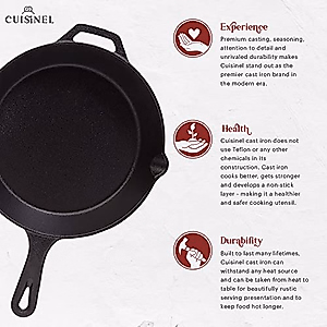 Cast Iron Skillet Set - 8" + 10"-Inch Frying Pan + 2 Heat-Resistant Handle Holder Grip Covers - Pre-Seasoned Oven Safe Cookware - Indoor/Outdoor Use - Grill, Firepit, BBQ, Stovetop, Induction Safe
