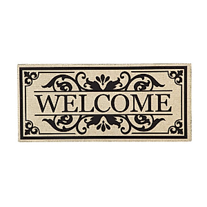 Evergreen Sassafras Welcome Interchangeable Entrance Doormat | Indoor and Outdoor | 22-inches x 10-inches | Non-Slip Backing | All-Season | Low Profile | Home Décor