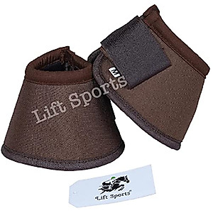 Lift Sports Horse Bell Boots 8 Colors Over Reach No Turn Bell Boots Wrap Tack Protection Equine (Medium, Orange)
