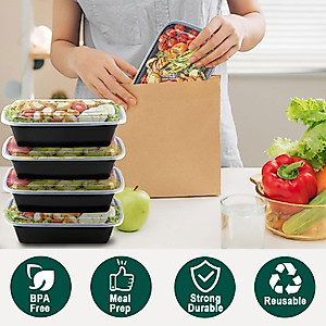 KEEP COLDER Meal Prep Containers 38 OZ, Plastic Food Prep Containers with Lids, BPA-Free, Stackable, Microwave, Dishwasher Safe Disposable To Go Containers for Meal Plan, 50-Pack