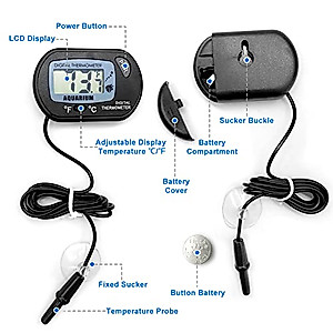 2 Pack 300W Submersible Aquarium Heater, Adjustable Temperature Fish Tank Heater with Thermometer, Protective Case and Suction Cup for 40-90 Gallon Saltwater Freshwater Fish Tank, Turtle Tank