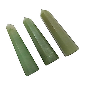 WholesaleGemShop 3 Inch Green Aventurine Gemstones Obelisk Tower Jumbo Facet Aura Rock Crystal Natural Polished Earth Wand Spirit
