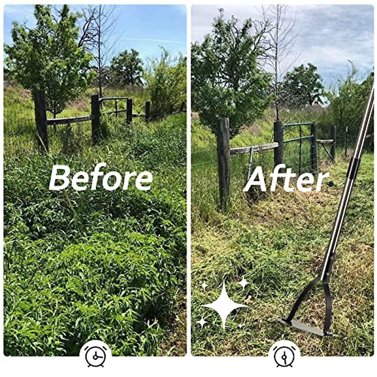 PoPoHoser Weed Grass Cutter, 66 Inch Grass Whip with Double Edged Serrated Blade - Steel Metal Manual Sod Cutter Hand Tool for Weeding Overgrown Weed in Garden Yard Lawn (2 Blades)