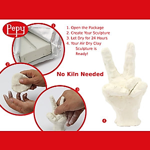 Pepy Premium European Air Dry Modeling Clay White 1.1 lb Bar, Easy to Use Air-Hardening Clay for Classroom and Montessori Sculpting and Crafts Projects