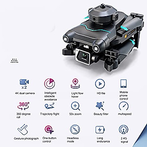 Mini WIFI RC Drone with 4K HD Dual Camera for Adults Kids, RC Helicopters Quadcopter with Position Hover, 360 Obstacle Avoidance, Speed Adjustment, Gesture recognition