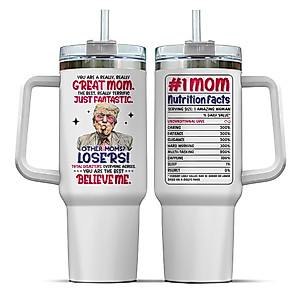 9SUNFLOWER To Modern Best Mothers Straws Mommy Ever Funny Cups Insulated Tumblers Cup Day Momma For, Trump Mom Nutrition Facts, Tumbler 40 Oz With Handle Lid And Straw, Trump Gifts
