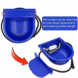 MUDUOBAN Water Bowl Heater with Float Valve Automatic Heated Animal Drinking Water Bowl Large Capacity for Goat Horse Cattle Pig Sheep Pet Dog (Blue)