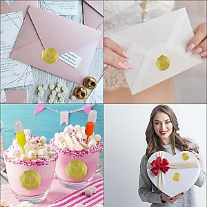 300 Pieces Gold Heart Stickers Envelope Seals Self-Adhesive Embossed Envelopes Seal Stickers for Wedding Invitations Greeting Cards Party Favors Gift Packaging DIY Decoration Wax Seal Stickers Labels