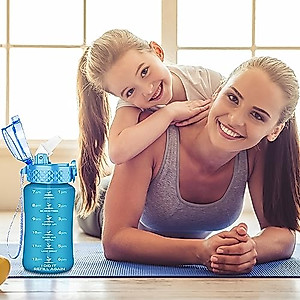 OLDLEY Kids Water Bottle for School, 12 oz (Straw Lid) BPA-Free Reusable Leak-proof Durable Tritan Plastic Water Bottles with One-handed Opening Straw Lids, Anti-dust Spout Cover (Blue)