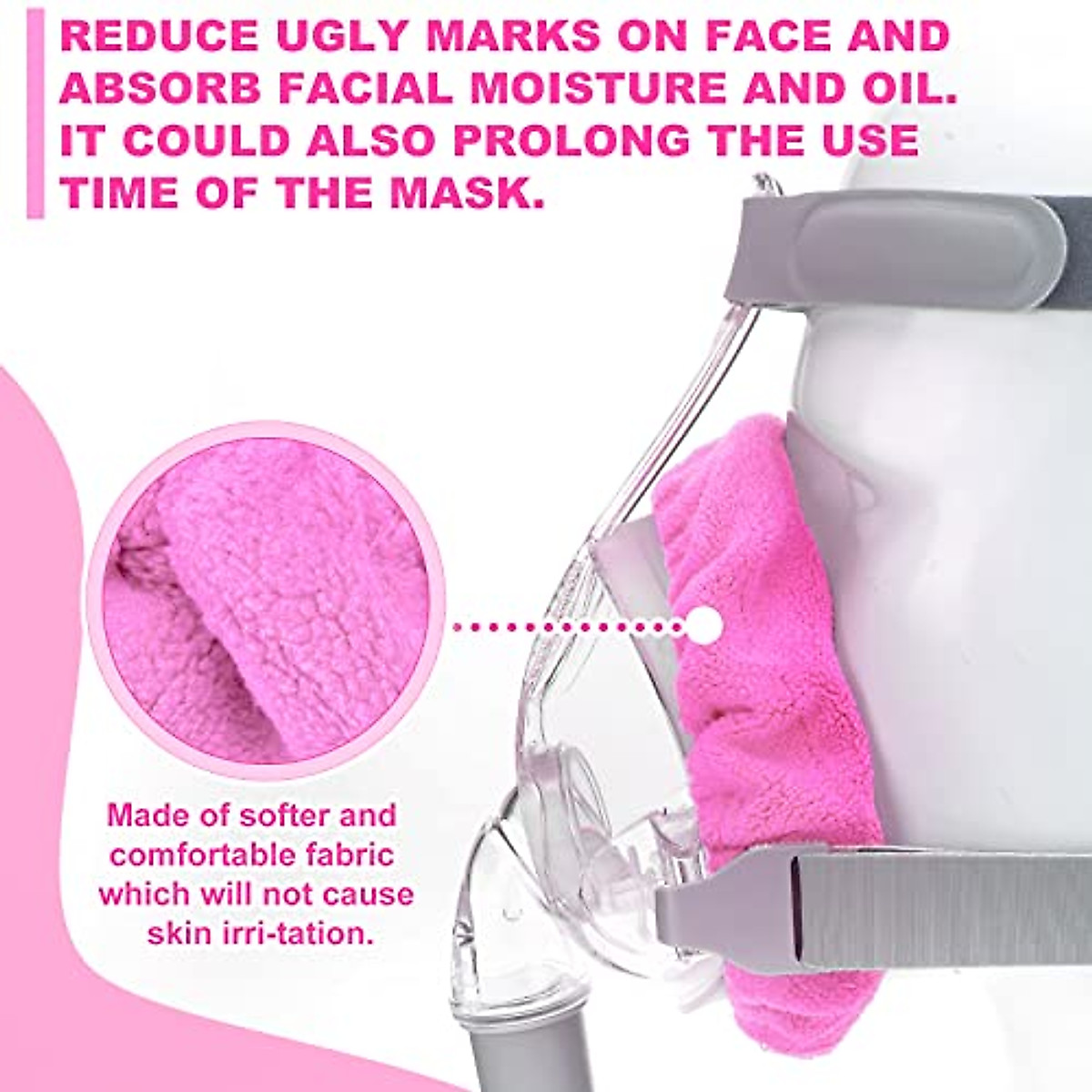 24 Pack Mask Liners Full Face Reusable Soft Mask Covers Reduce Air Leaks and Blisters Washable Cushion Covers Compatible with Most Full Face Masks (Pink)