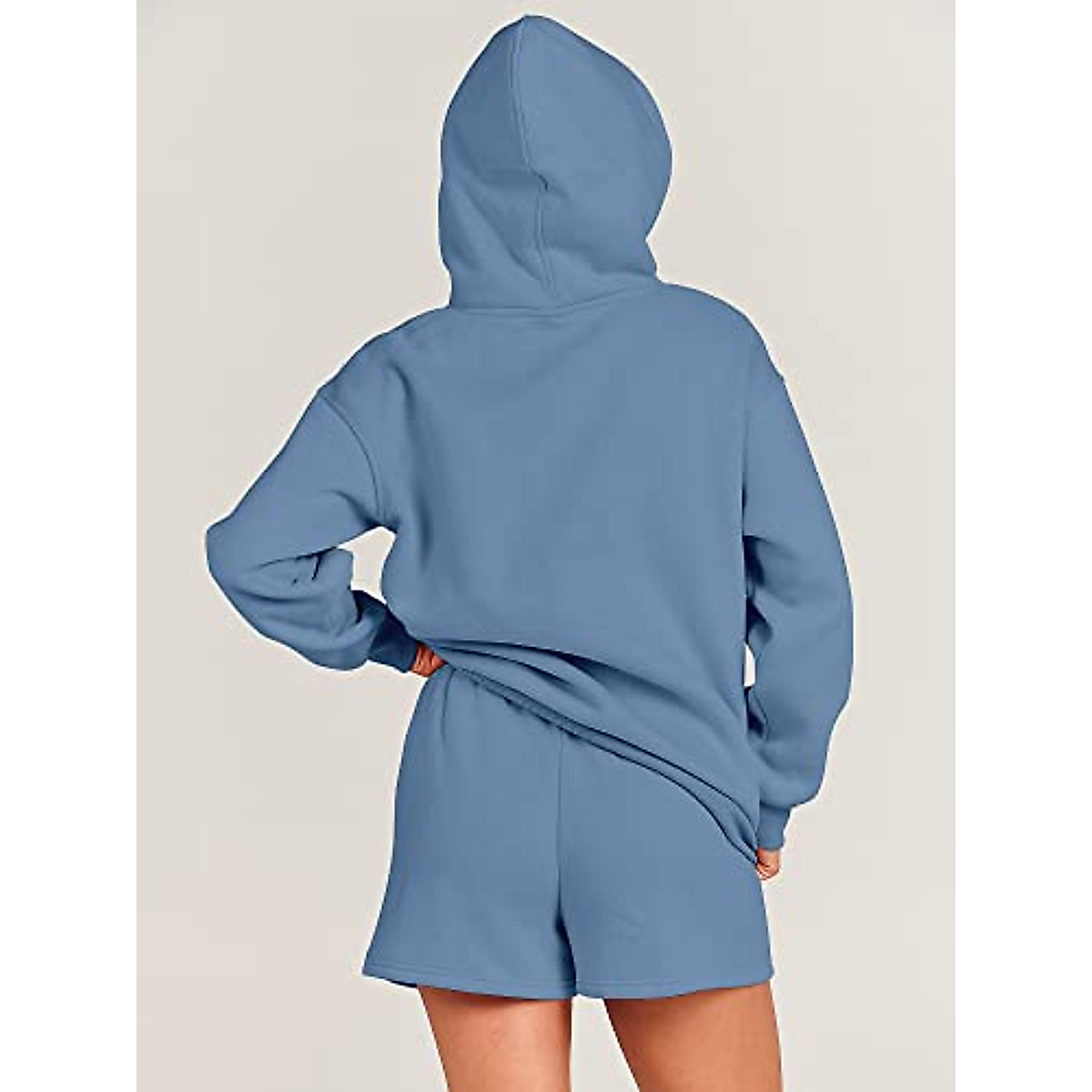 ANRABESS Women 2 Piece Outfit Oversized Hoodie Sweatshirt Shorts Lounge Sweat Set Sweatsuit Tracksuit 2025 Trendy Y2K Clothes Deep Blue Medium