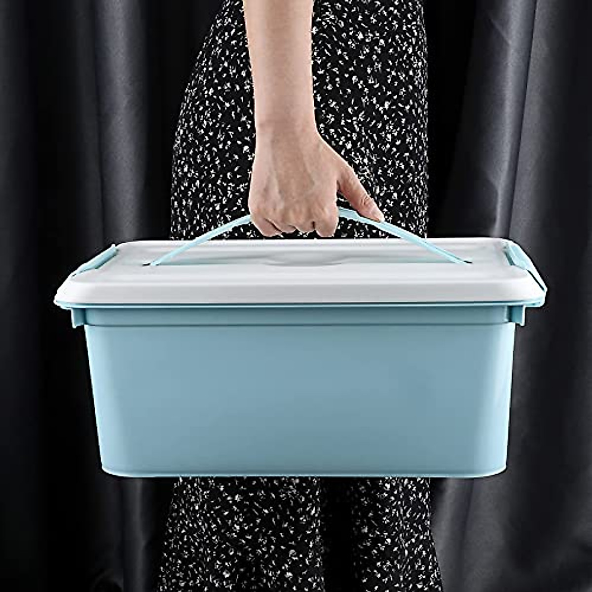 JUXYES Latchmate Stack Carry Storage Box with Divided Tray, Large Art Craft Supply Stackable Storage Container Bin with Handle Lid Latching Storage Container for School & Office Supplies