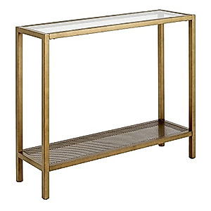 Henn&Hart 36" Wide Rectangular Console Table in Brass, Entryway Table, Accent Table for Living Room, Hallway