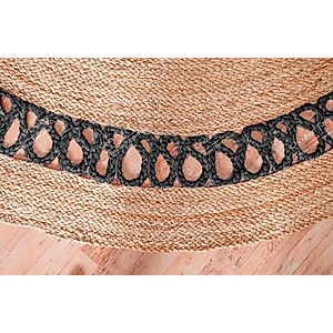 4x4, 5x5, 6x6,feet Natural Jute Net Design Round Rug, Floor Jute Net Designed Edge Rug Braided Boho Eco Large Circular Handmade Area Rugs (CCRD_ZQ)