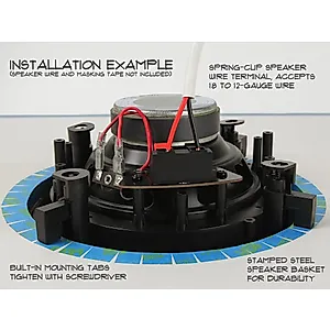 Micca 8" 2-Way in Ceiling or Wall Round Speakers, 4 Pack, 8 Inch Woofer, 9.75" Cutout Diameter, Low Profile Rimless Design, for Indoor Rooms or Covered Outdoor Porches, White, Paintable