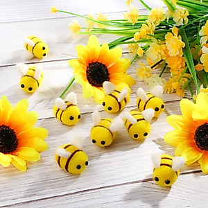 Skylety Wool Felt Bees Mini Crafts Cute Plush Toy Crafts Honey Bee for Crafts DIY Baby Shower Gender Reveal Gift Bee Themed Party Favors Jewelry Accessory Tiered Tray Decoration (30 Pieces)