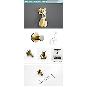 Stainless Steel Brushed and Gold Towel Bar Hook Toilet Paper Holder Toilet Brush Holder Towel Rails Racks Bathroom Accessories,2 PCS Robe Hook