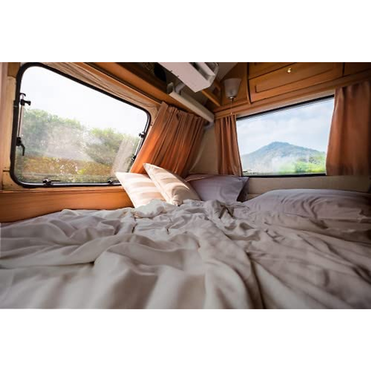 Microfiber RV Sheet Sets, 48x75 3/4 Full Bunk, Light Grey Solid, RV Bed Sheets for Campers, RV's & Travel Trailers Fit Mattress up to 8 Inch deep Motorhome RV Camping Sheets