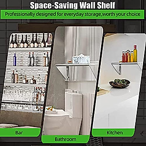 BouPower Stainless Steel Wall Shelf, 18'' x 24'', [NSF Certified] 230 lbs Load Heavy Duty Commercial Wall Mount Shelving, Metal Kitchen Rack for Restaurant, Home, Kitchen, Hotel, Laundry Room, Bar