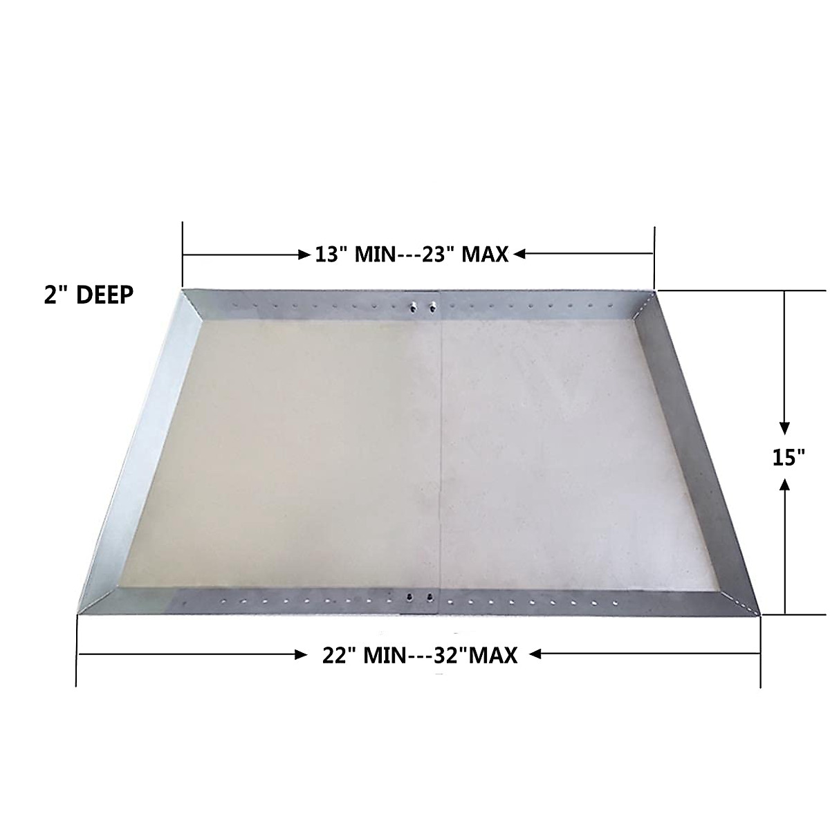 Rundetian Expandable Fireplace Tray, Galvanized Steel Adjustable Ember Holder Fireplace Pan for Collecting Ash, Silver Color(Fireplace Log Grate Not Included) FT2232