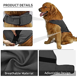 KittyStar Breathable Dog Shirt for Thunderstorm, Dog Anxiety Vest Jacket Warp,Puppy Calming Coat Anxiety Relief (M, Grey)