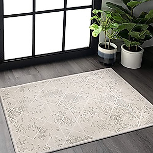 Leesentec Area Rugs Moroccan Geometric Stripe Rug for Living Room Bedroom Floor Mat Washable Rug Soft Non-Slip Carpet Imitation Cashmere Indoor Rugs Home Decor (YR22, 2' 7" x 3' 11" Rectangular)