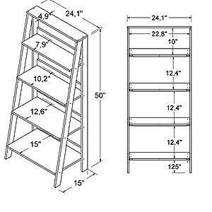 Walker Edison Sophia Modern 4 Shelf Ladder Bookcase , 55 Inch, Grey