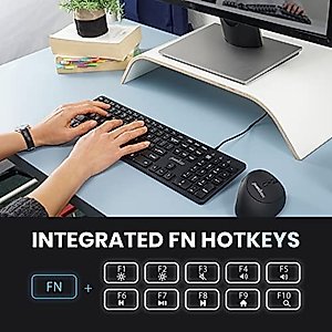 Perixx PERIBOARD-331 Wired Backlit USB Keyboard, Slim Design with Big Font Keys, White Illuminated LED, US English Layout