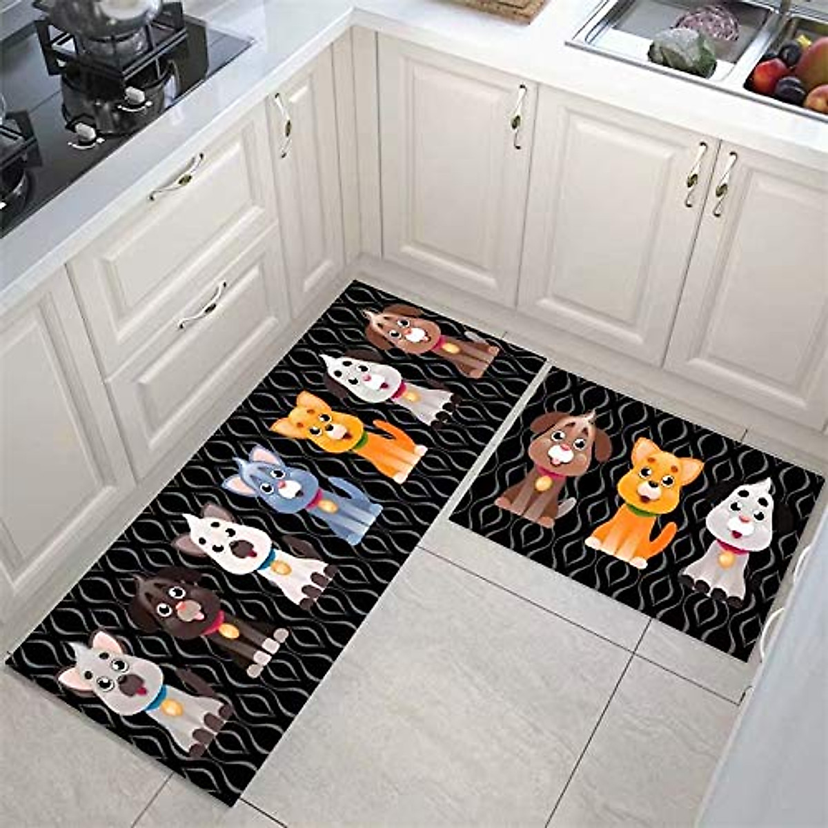 OPLJ Modern Minimalist Kitchen Carpet Floor mats Home Bedroom Living Room Entrance Non-Slip Washable Door mat Carpet A8 50x80cm+50x160cm