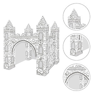 1 Set Colorizing 3D Castle Paper Fairy Tale Castle Paintable Cardboard Castle Kids Art Craft Supplies for Indoor Outdoor Fun