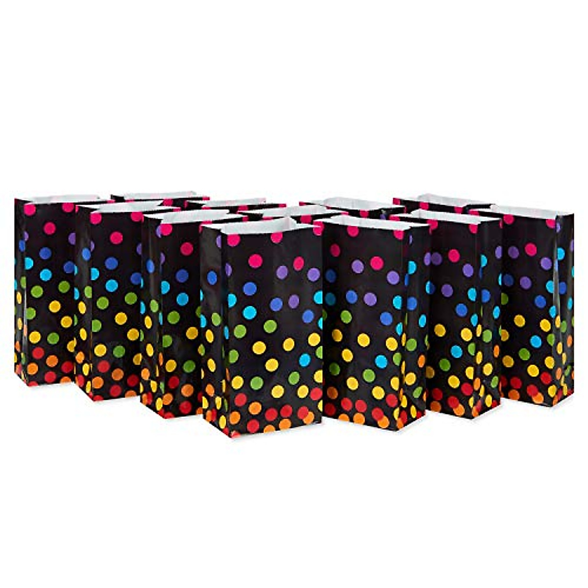 American Greetings 10" Small All-Occasion Goodie Bags, Rainbow Confetti (12-Count)
