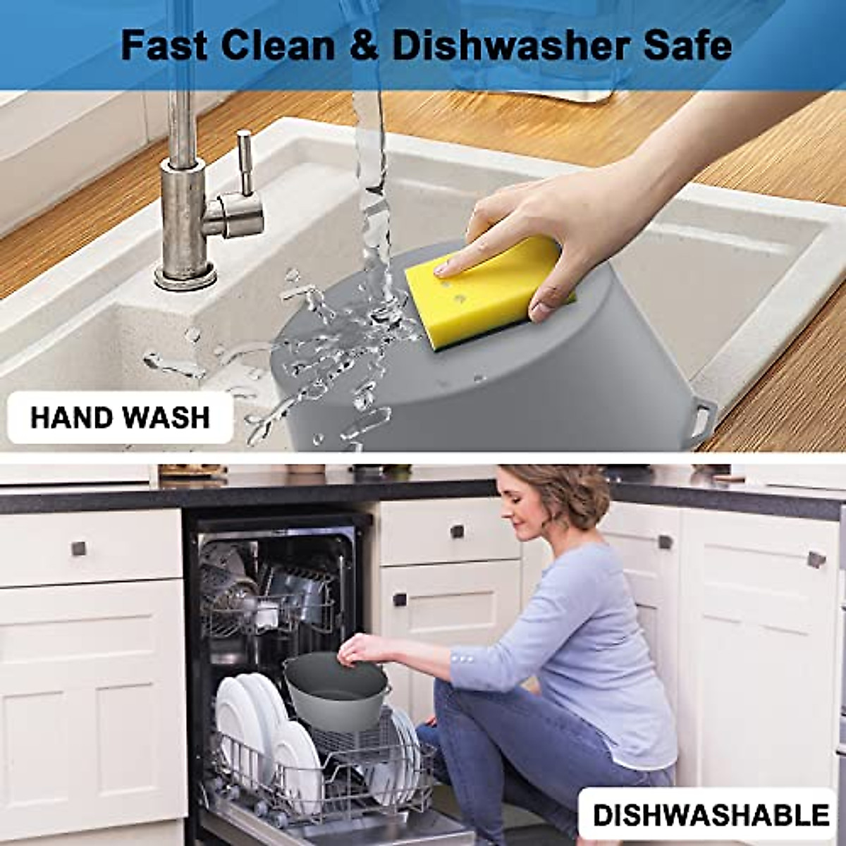 Slow Cooker Liners Fit 7-8 Quart Oval Crockpot, Reusable Silicone Crock Pot Liners Food Grade Slow Pot Accessories for Replacing Disposable Liners, Easy to Clean & Leak-Proof