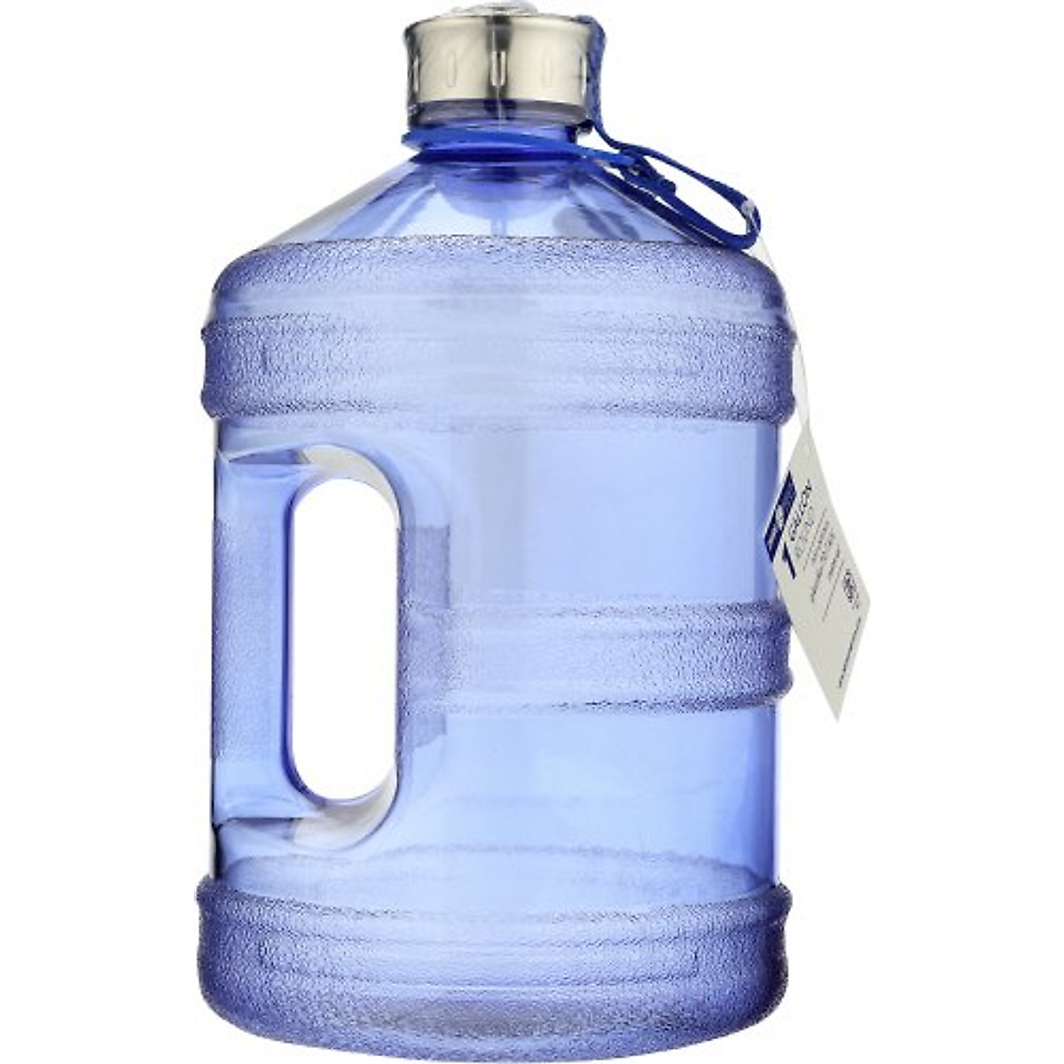 New Wave Enviro Iconic 1 Gallon BPA Free Water Bottle (Round), Built in Handle and Stainless Steel Cap, 1 Gallon Capacity Bottle, Faint Blue