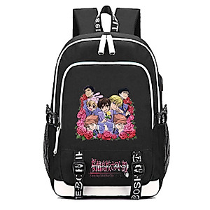 TIMMOR MAGIC Anime Ouran High School Host Club Backpack with USB Charging Port, Schoolbags Bookbags.(Black3)