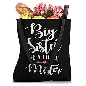 Big Sister To A Little Mister Cute Family Gender Reveal Tote Bag