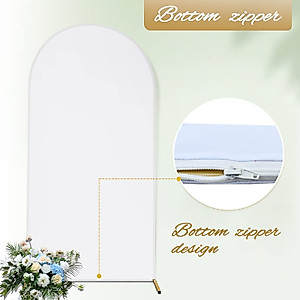 ZpigToor Spandex Fitted Arch Backdrop Cover Chiara Backdrop Cover,2-Sided Wedding Arch Cover for Wedding Ceremony Birthday Party Baby Shower Banquet Decoration (2.6 x 6 ft, White)(Frame Not Included)