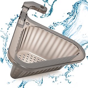 2 Pack Sink Basket, Kitchen Triangular Sink Filter,Corner Kitchen Sink Strainer Basket, Multifunctional Drain Shelf for Food Catcher (Gray)