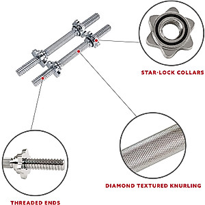 Sunny Health & Fitness 14" Threaded Chrome Dumbbell Bar Pair - STDBH-14