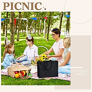 12 Pack Burlap Tote Bag Large Jute Tote Bags with Handles Blank Burlap Reusable Grocery Bags Water Resistant for Bridesmaid Gift Travel Shopping DIY Crafts Bags,jute Black, 15.4x12.2x5.9 Inches